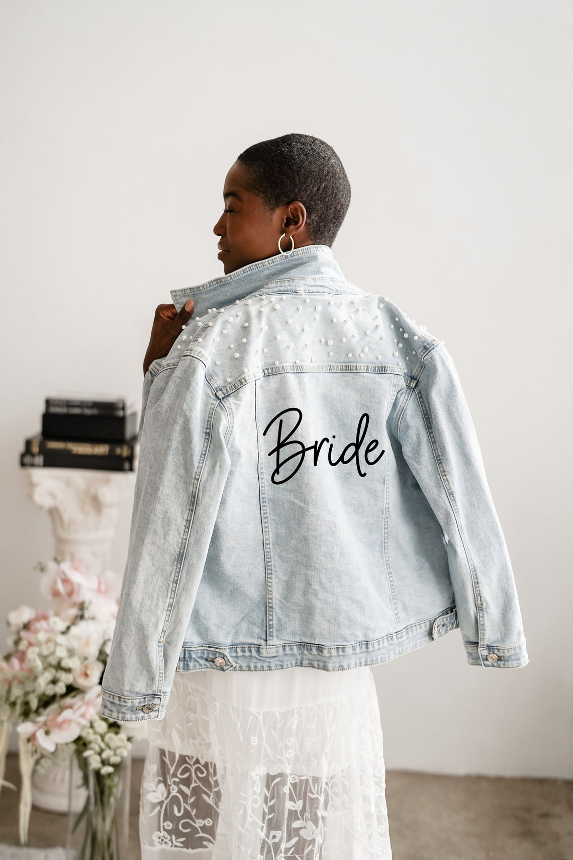 Bridal Gift// Bride Denim Jacket// Custom Bridal Pearl Coat - Etsy
