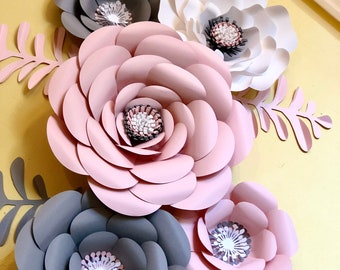 Grey paper flowers | Etsy