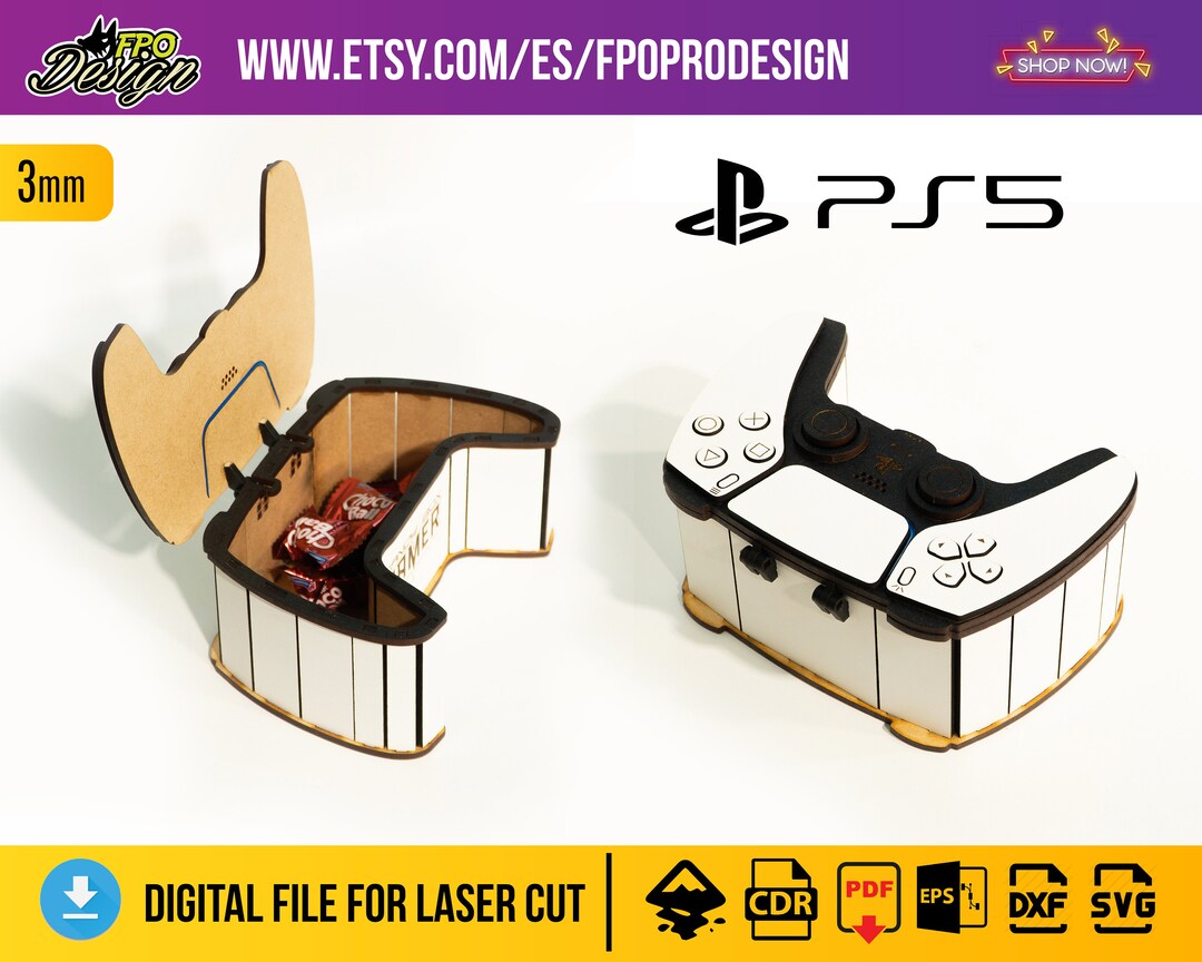 Playstation 5 Controller Wooden Box, Laser Cut Files for Sweet Gifts ...