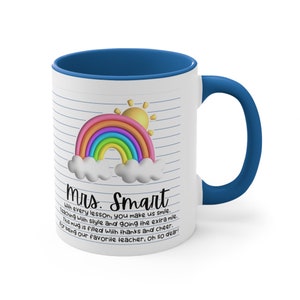 Personalized Teacher Coffee Mug Rainbow Design Perfect Teacher Gift for ...