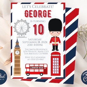 London Birthday Invitation Template, Kids Birthday Party Invitation ...
