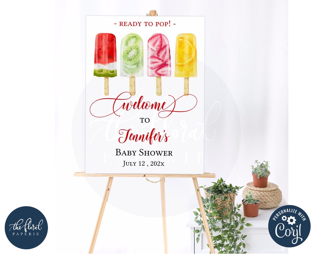 Popsicle Baby Shower Welcome Sign Template, Summer Baby Shower ...