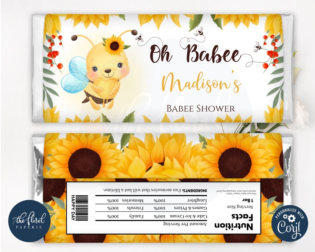 Bee Chocolate Wrapper Template, Editable Bee Candy Bar Wrapper ...