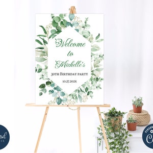 Eucalyptus Welcome Sign Template, Editable Greenery Welcome Sign, Green ...