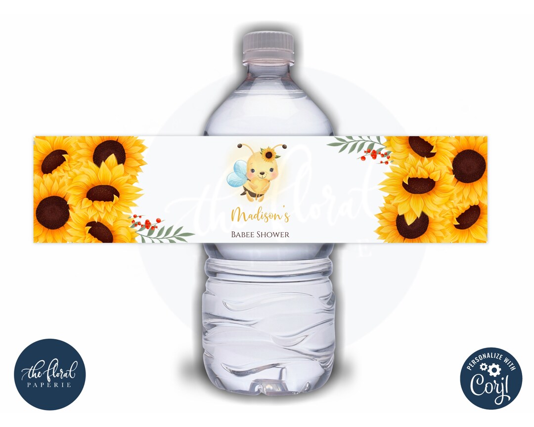 Bee Water Bottle Label Template Editable Bee Water Bottle - Etsy