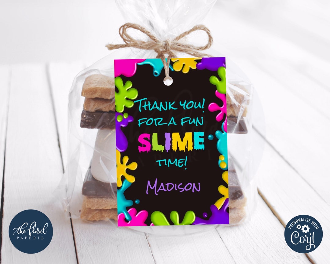 Slime Party Favor Tag Template, Slime Party Thank You Tags, Printable ...