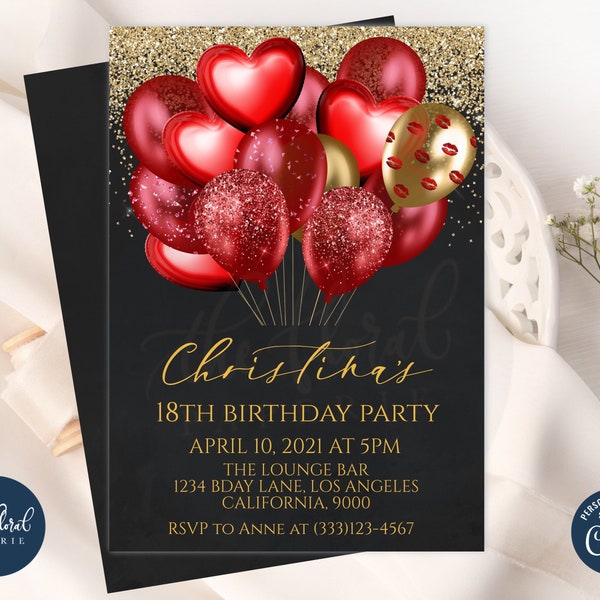 Red and Gold Party Invitations - Etsy