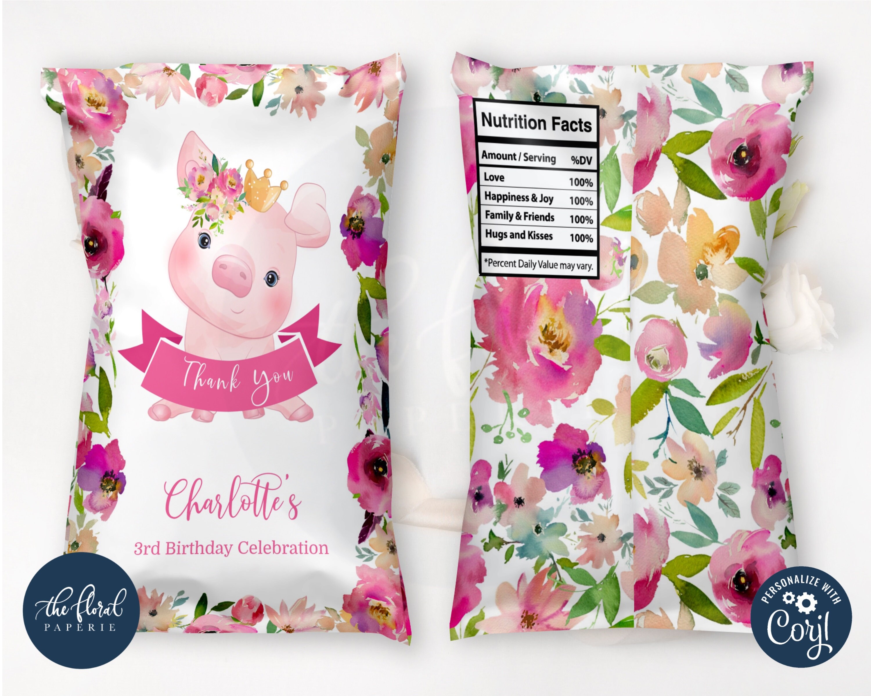 Pig Chip Bag Template Editable Pig Potato Chip Bag Wrapper | Etsy