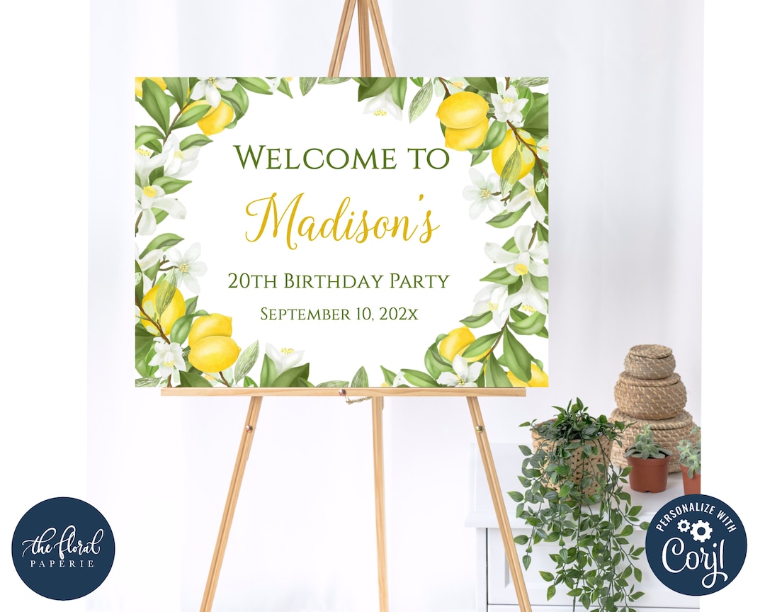 Lemon Welcome Sign Template, Citrus Themed Party, Personalized Welcome ...