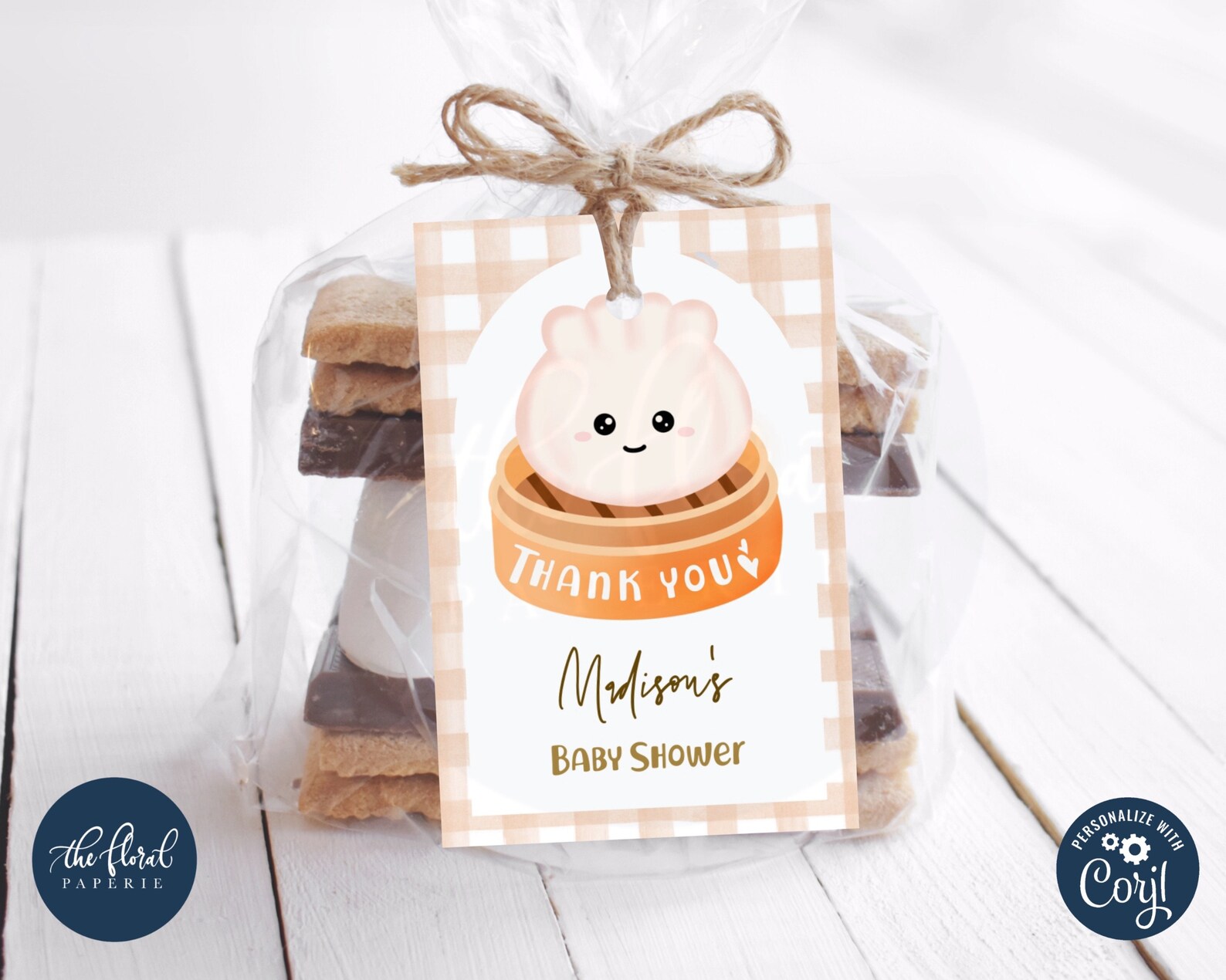Dumpling Favor Tags Template, Editable Baby Shower Gift Tags, Printable ...