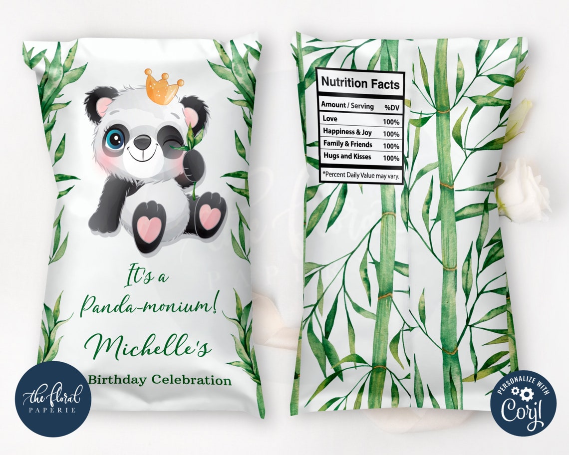 Panda Chip Bag Template Editable Panda Potato Chip Bag - Etsy