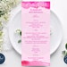Shades of Pink Menu Card Template, Editable Event Menu Card, Printable ...