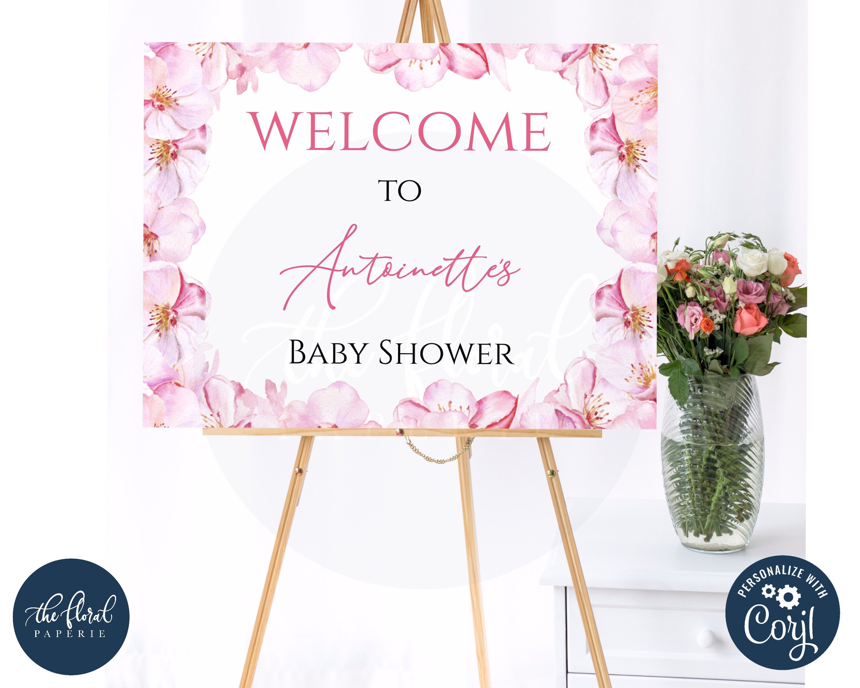 Cherry Blossom Welcome Sign Template, Pink Floral Decor (digital) - Etsy UK