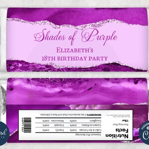 Shades of Purple Chocolate Wrapper Template, Editable Candy Bar Wrapper ...