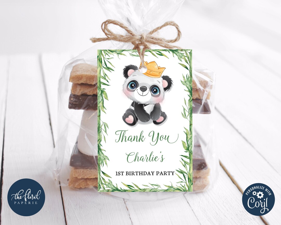 Panda Favor Tags Template, Editable Panda Thank You Favor Tags ...
