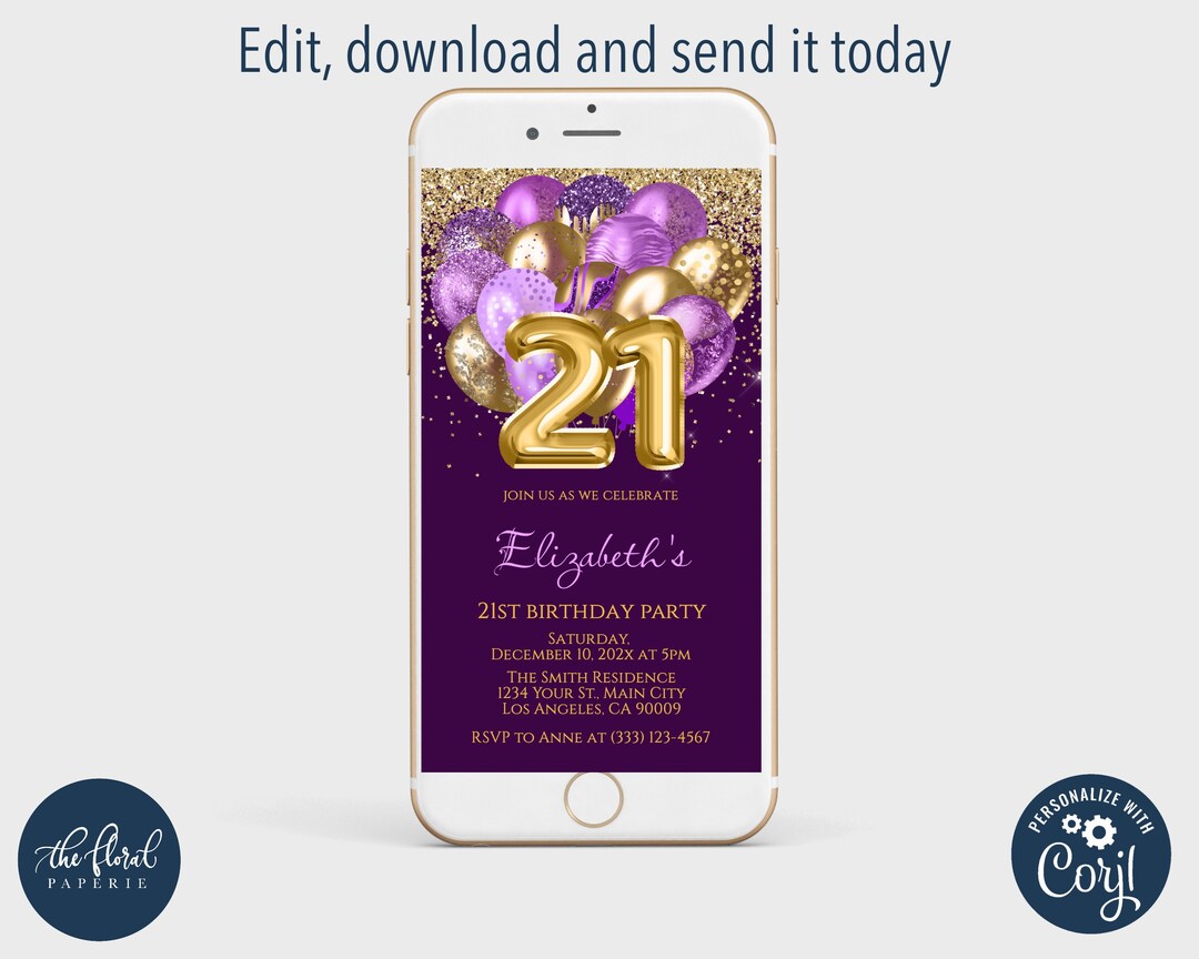 21st Birthday Text Invitation Template Editable Birthday Text - Etsy