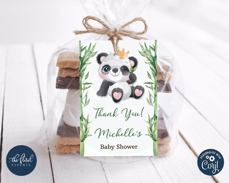Panda Favor Tags Template Editable Panda Thank You Favor - Etsy