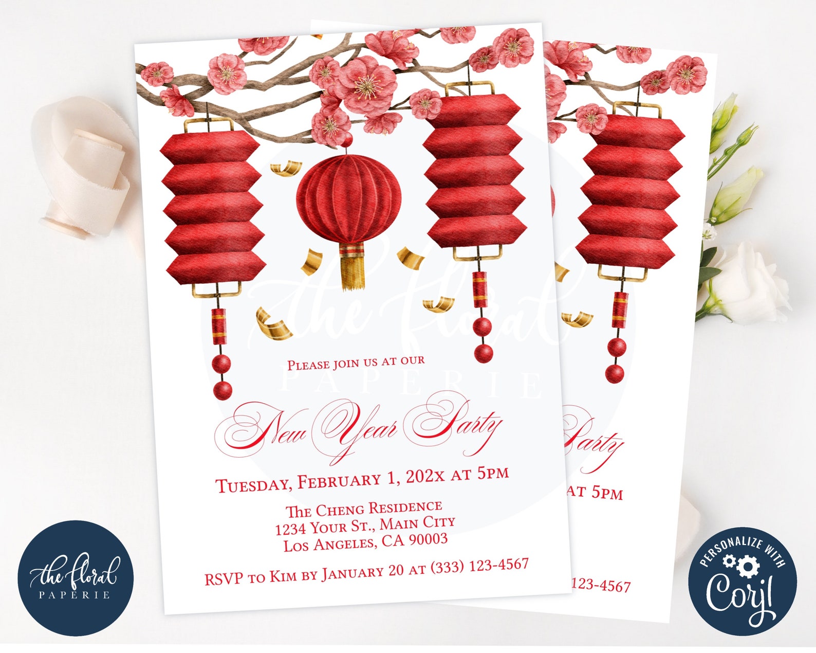 Chinese New Year Invitation Template Lunar New Year - Etsy