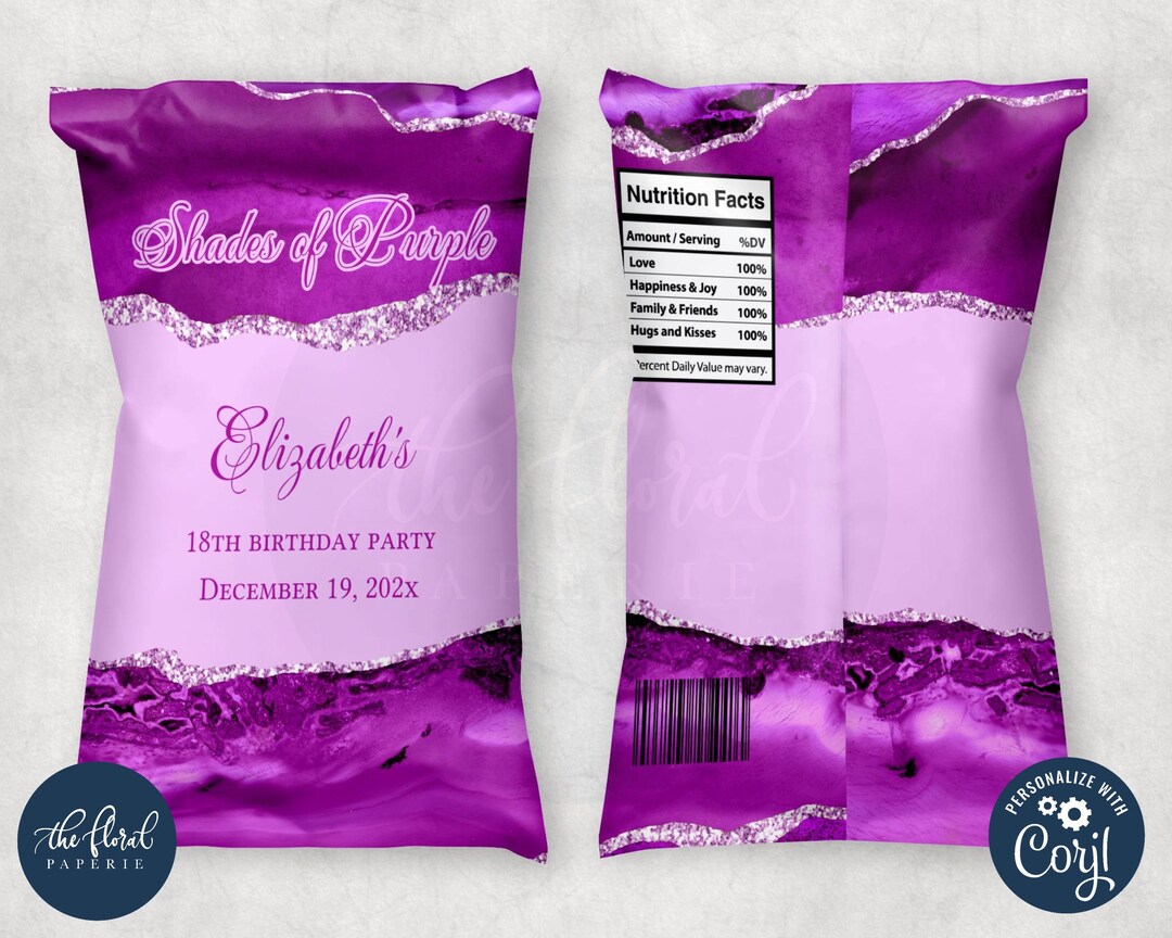 Shades of Purple Chip Bag Template Purple Potato Chip Bag - Etsy