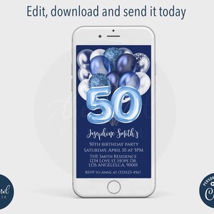 50th Birthday Text Invitation Template Editable Birthday Text - Etsy