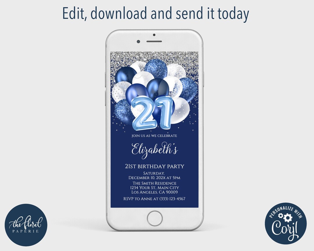 21st Birthday Text Invitation Template, Editable Birthday Text Invite ...