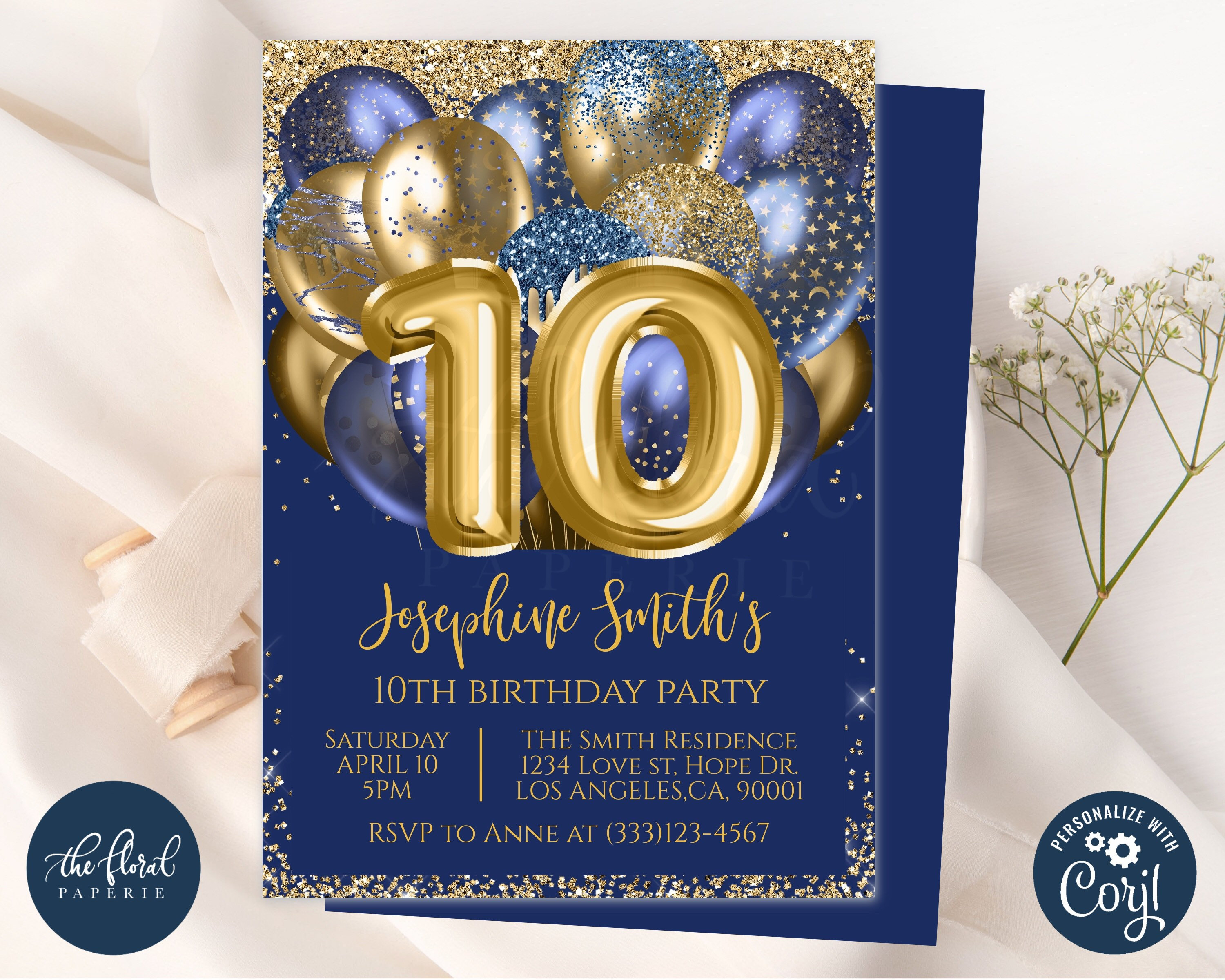10th-birthday-invitation-template-navy-blue-and-gold-etsy