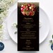 Black Red and Gold Menu Card Template, Editable Event Menu Card ...