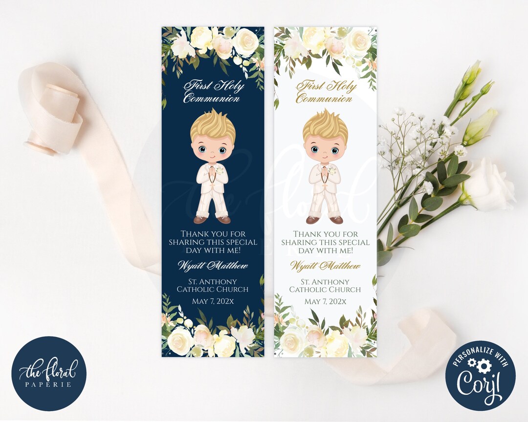 First Holy Communion Bookmark Template Printable Baptism - Etsy Canada