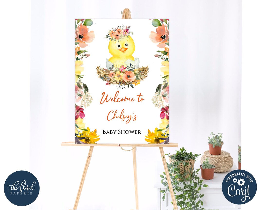 Chick Welcome Sign Template, Printable Chick Party Decor, Chick Baby ...