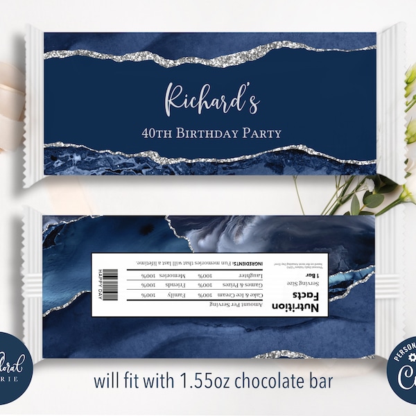 Navy and Silver Candy Wrappers - Etsy