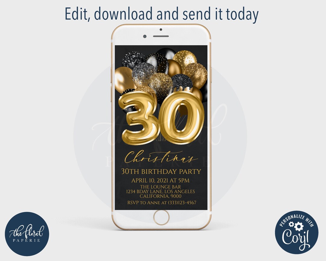 30th Birthday Text Invitation Template Editable Birthday Text - Etsy
