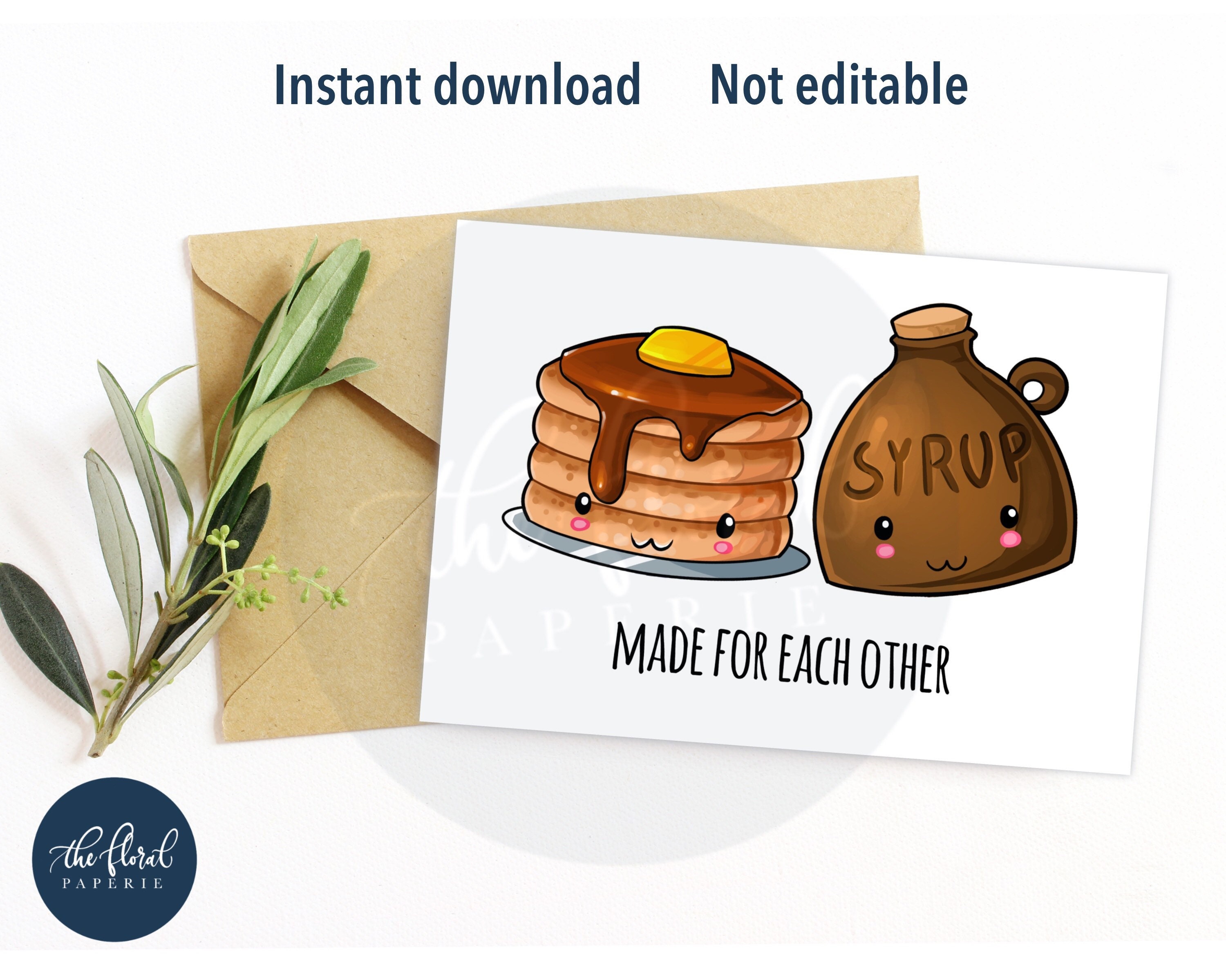 Pancake card made for each other card printable greeting | Etsy