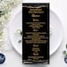 Black and Gold Menu Card Template, Editable Event Menu Card, Printable ...