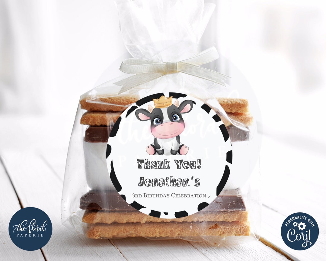 Cow Favor Tag Template, Editable Cow Thank You Tags, Cow Birthday Party ...