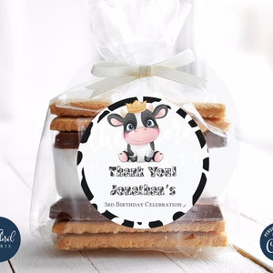 Cow Favor Tag Template, Editable Cow Thank You Tags, Cow Birthday Party ...