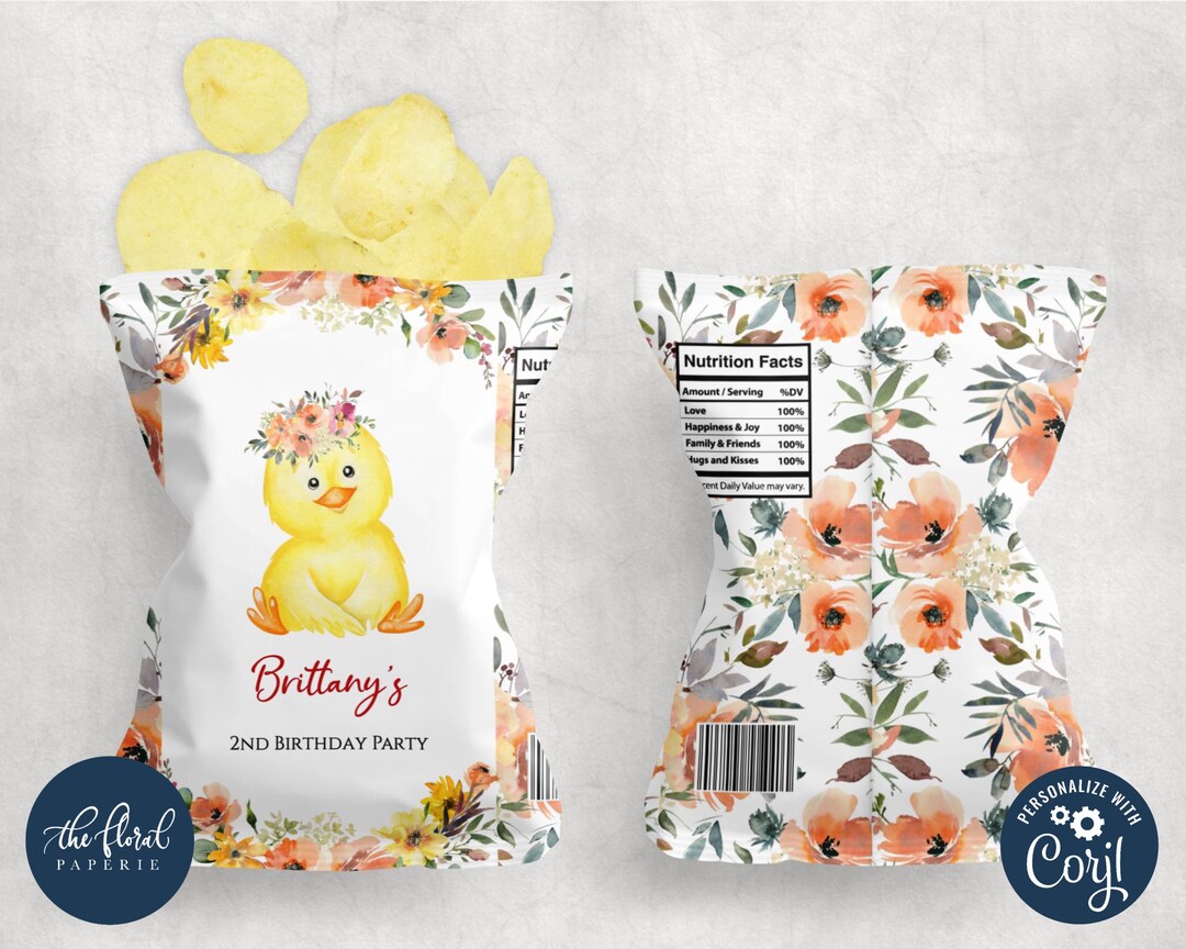 Chick Chip Bag Template, Editable Chick Potato Chip Bag Wrapper ...