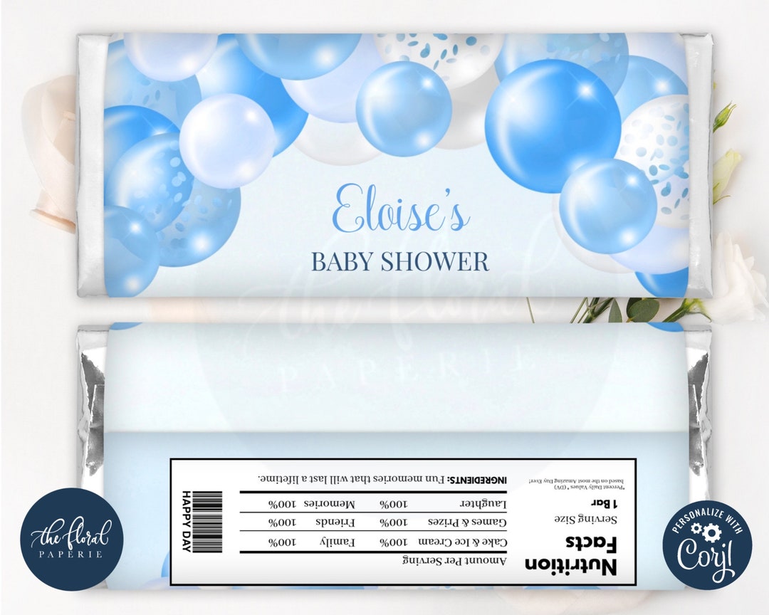 Blue and White Chocolate Wrapper Template Editable Candy Bar - Etsy
