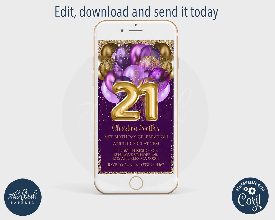 21st Birthday Text Invitation Template Editable Birthday Text - Etsy