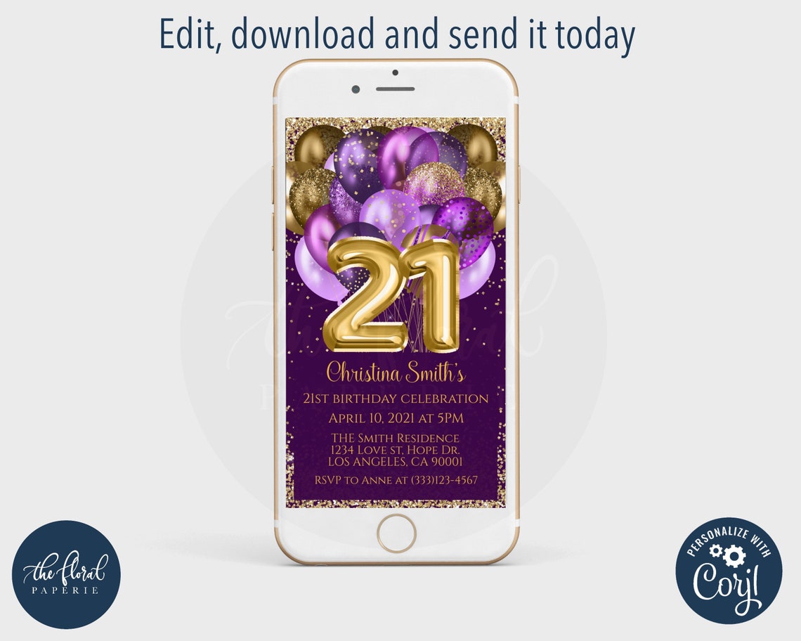 21st Birthday Text Invitation Template Editable Birthday Text - Etsy