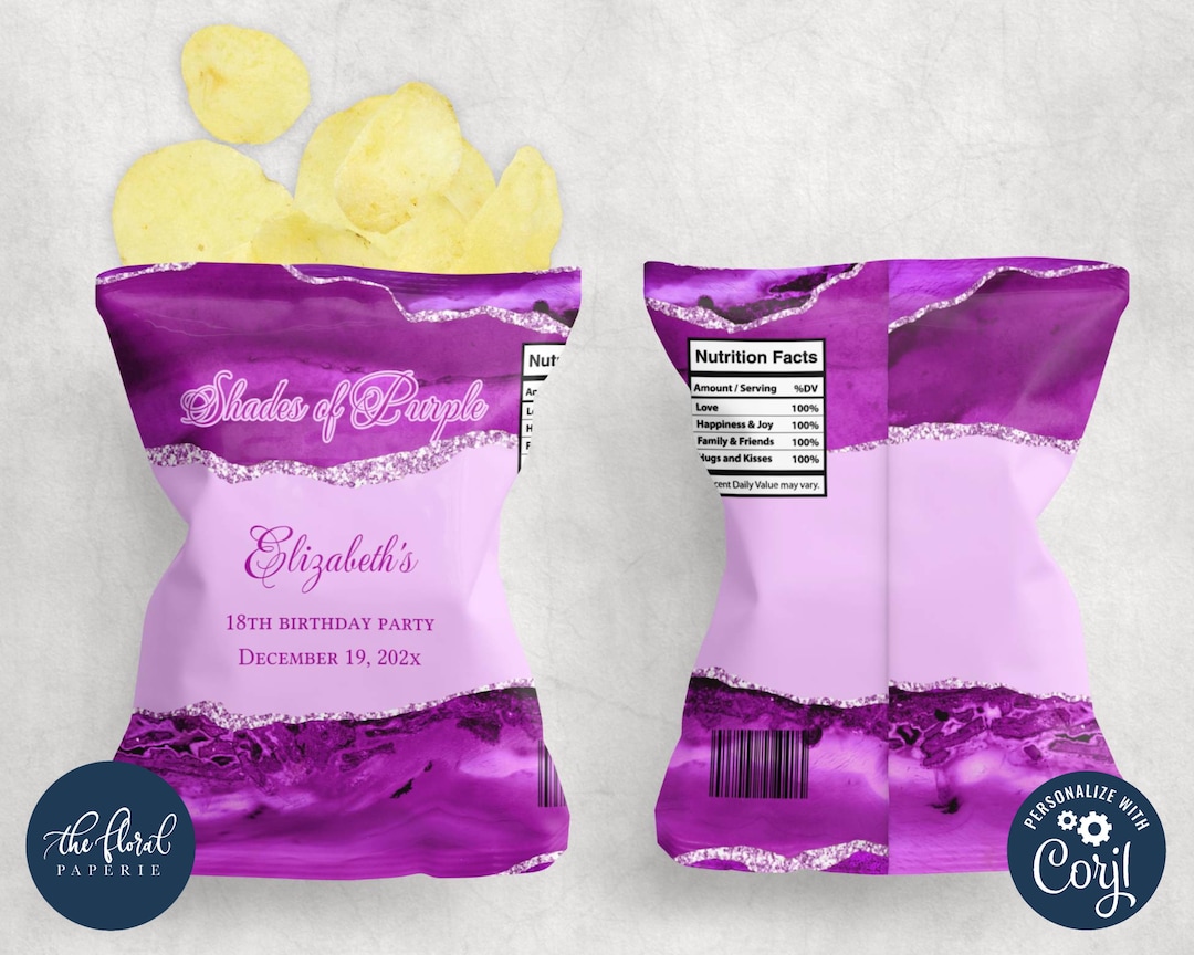 Shades of Purple Chip Bag Template, Purple Potato Chip Bag Wrapper ...