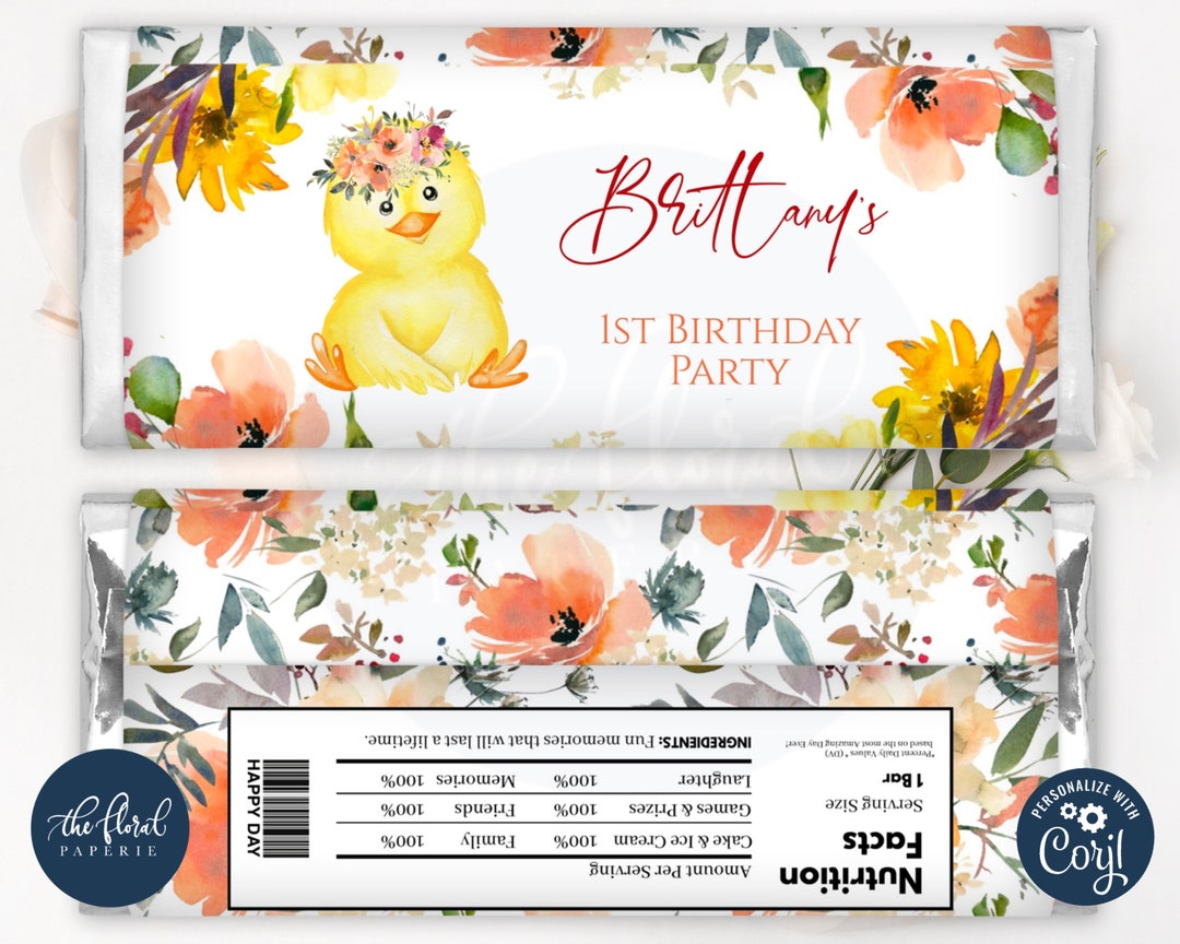Chick Chocolate Wrapper Template Editable Chick Candy Bars - Etsy
