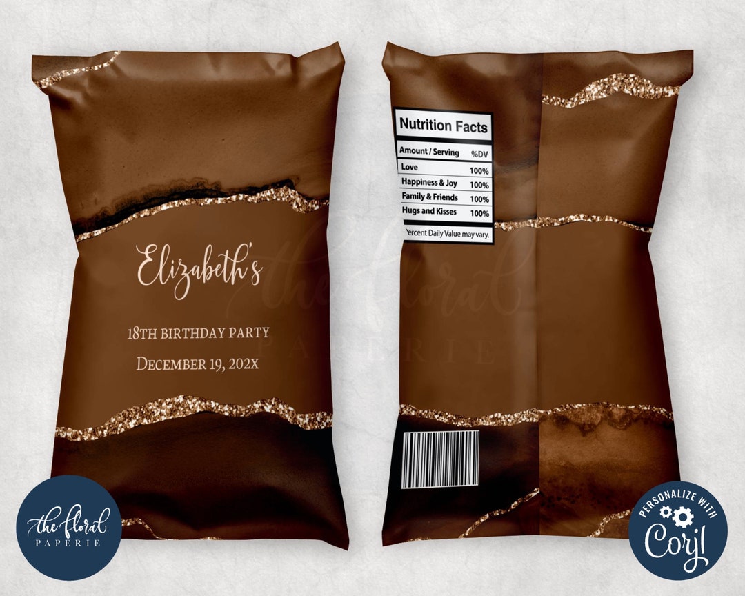 Shades of Melanin Chip Bag Template, Editable Potato Chip Bag Wrapper ...
