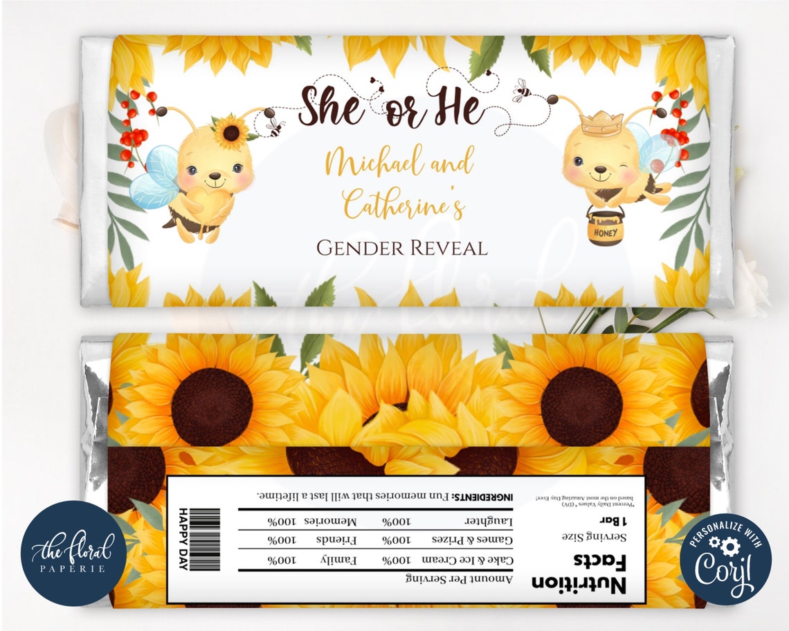 Bee Chocolate Wrapper Template Editable Bee Candy Bars - Etsy