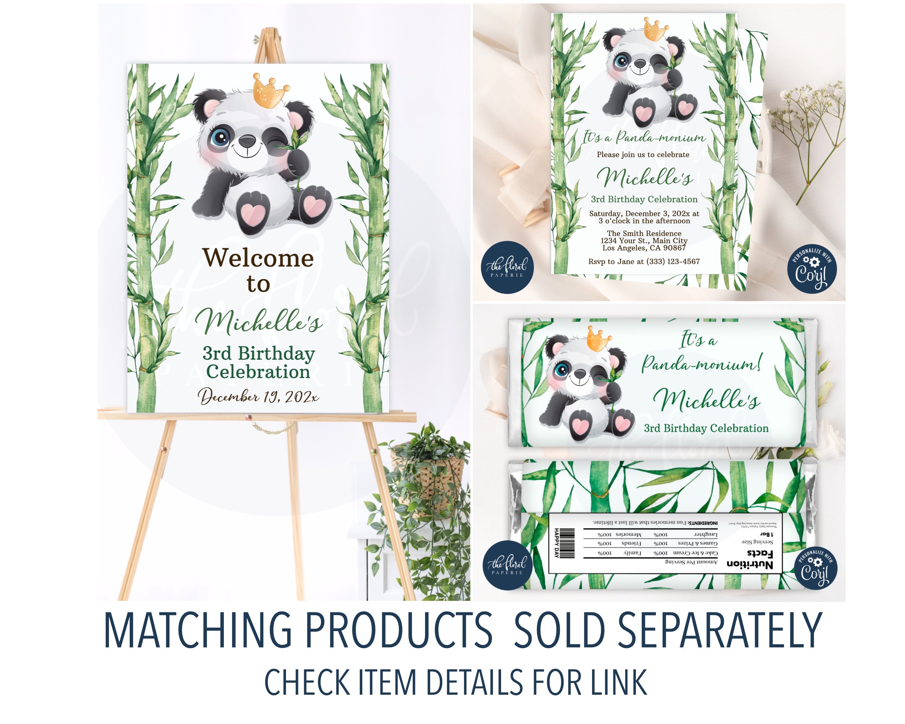 Panda Birthday Welcome Sign Template Editable Panda Birthday | Etsy