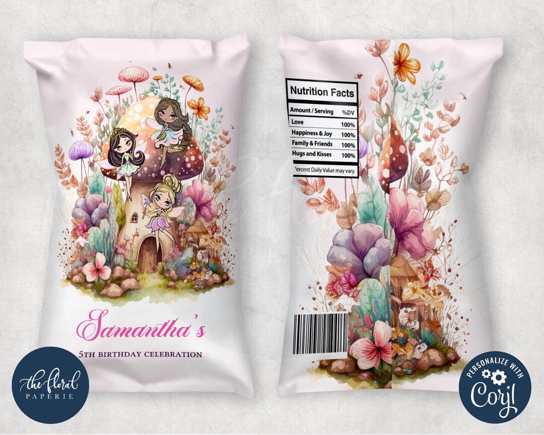 Fairy Chip Bag Template Forest Fairy Potato Chip Bag Wrapper - Etsy