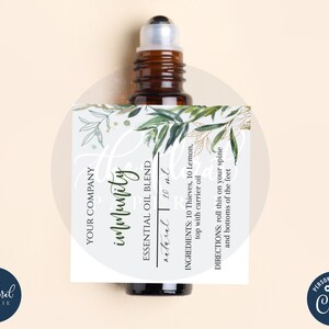Essential Oil Label Template, Printable Greenery Essential Oil Labels ...