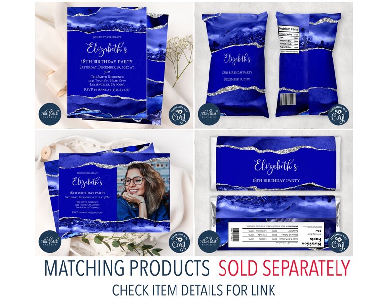 Royal Blue and Silver Chocolate Wrapper Template Candy Bar - Etsy