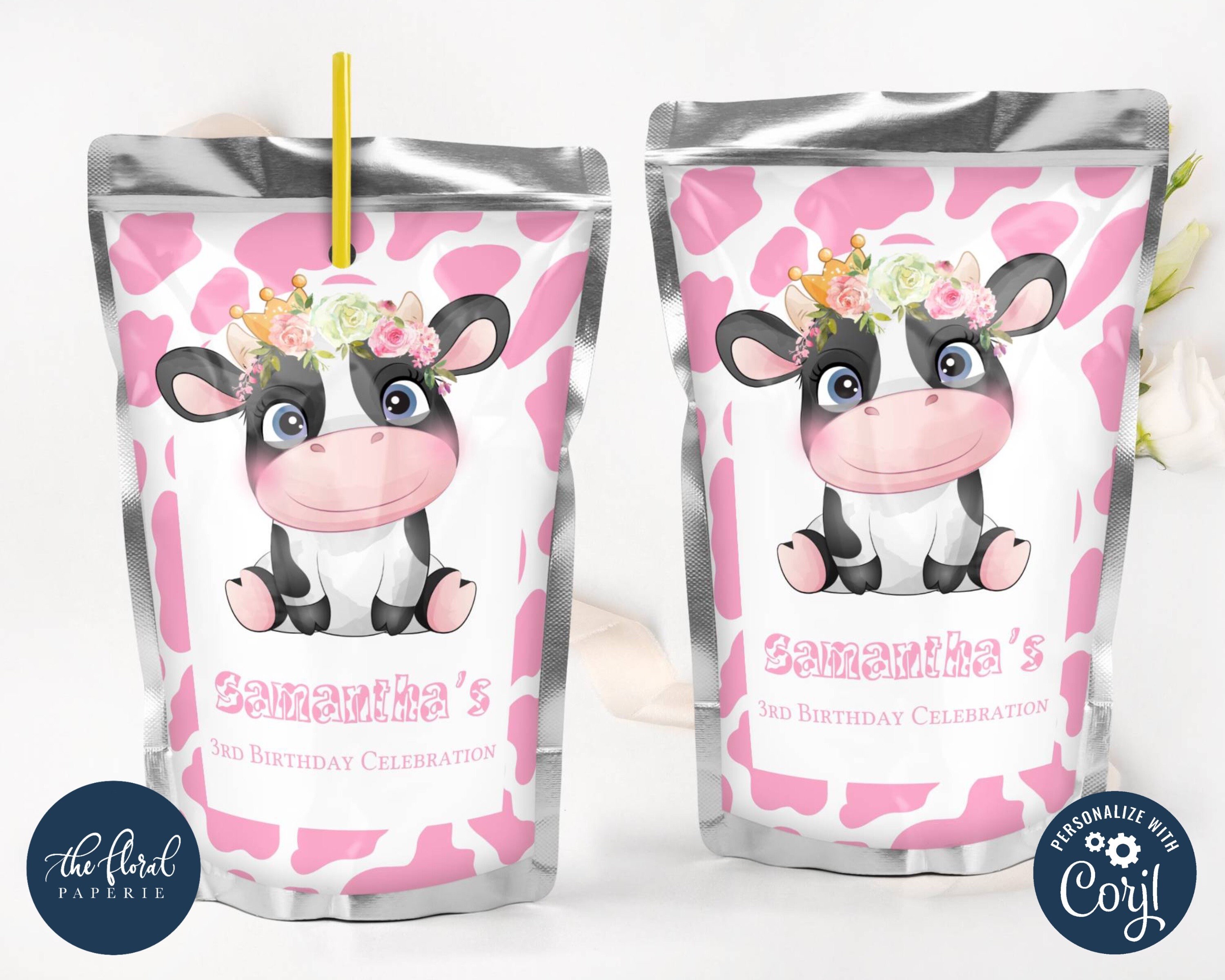 Cow Juice Pouch Label Template, Girl Birthday Party (digital Download ...