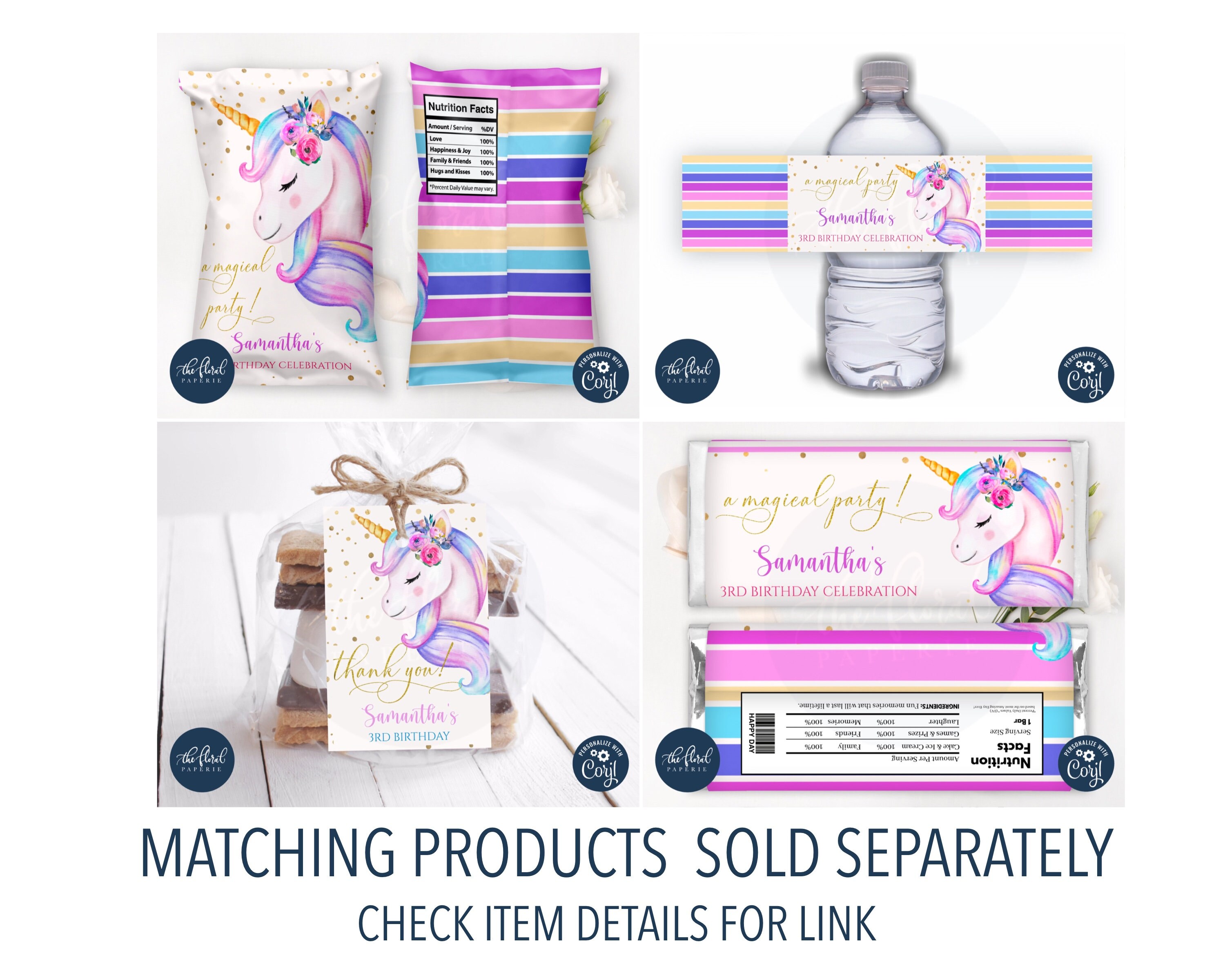 Unicorn Chocolate Wrapper Template Editable Unicorn Candy Bar - Etsy