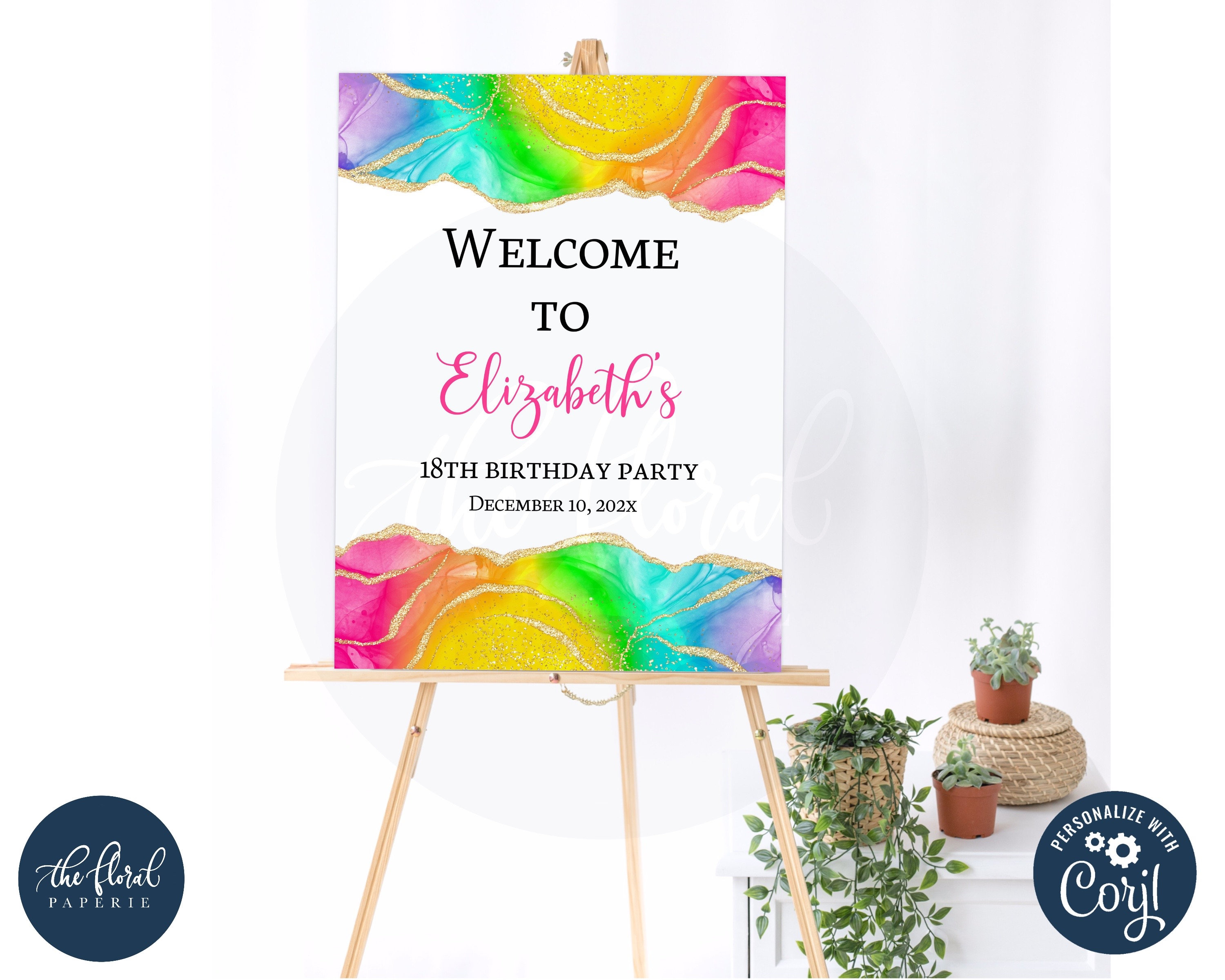 Blank Printable Rainbow Birthday Signs